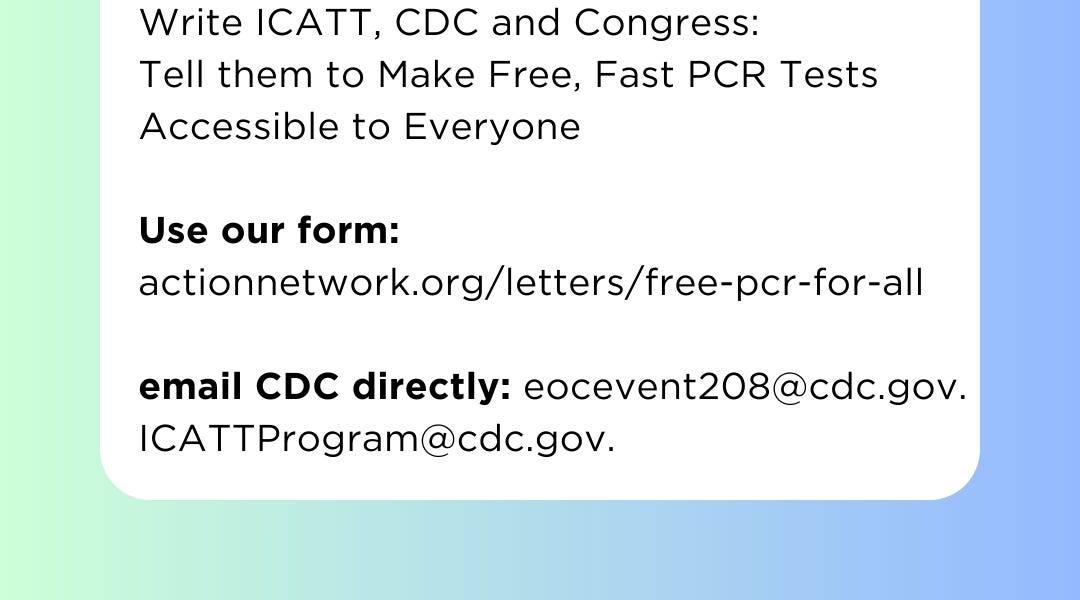 Tell CDC and Congress We Need Free PCR and Data Collection