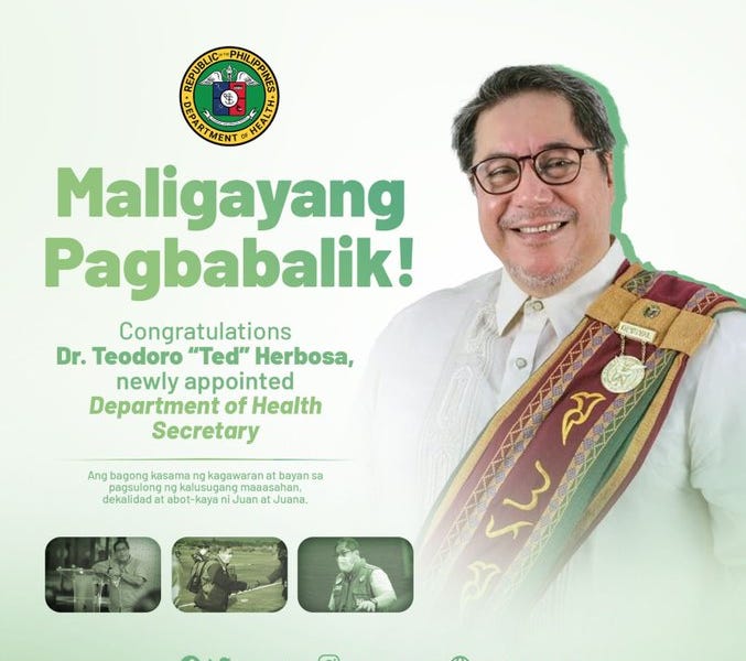 Philippines DOH Finally Gets a Department Head in Dr. Ted Herbosa ...
