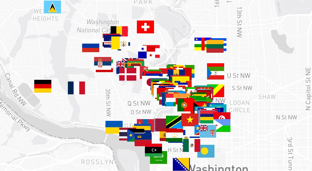 Mapping Embassies in Washington, D.C. - by Patrick