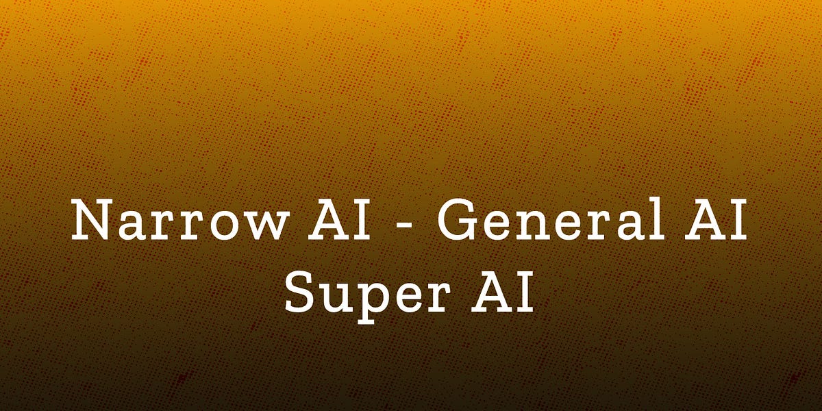 Comparison of Narrow AI - General AI - Super AI