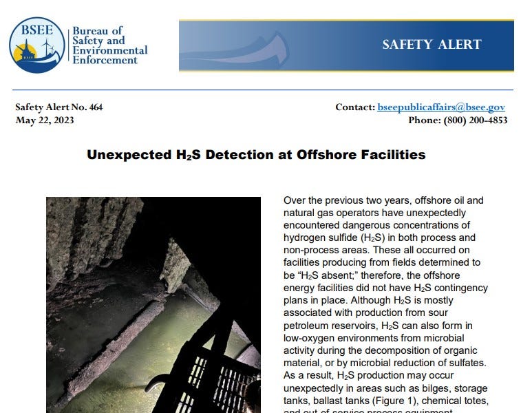 Unexpected H2S Detection at Offshore Facilities