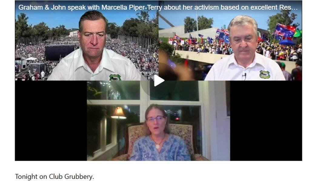 Marcella with Graham Hood and John Larter on Club Grubbery from Australia