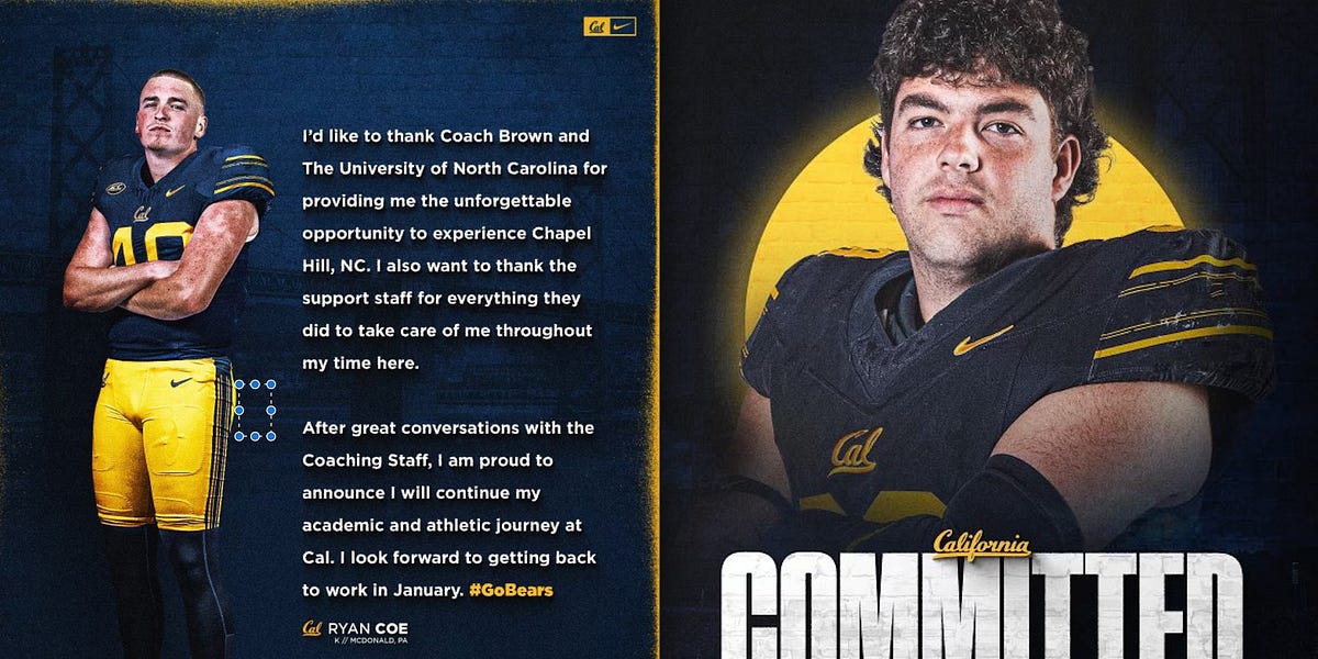 Cal football will welcome kicker Ryan Coe and punter Bobby Engstler in 2024