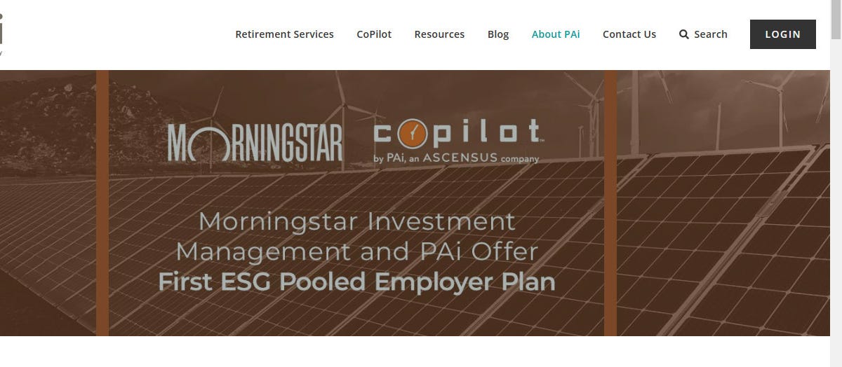 Morningstar, PAi Partner on Pooled Employer Plan Driven by ESG Initiatives