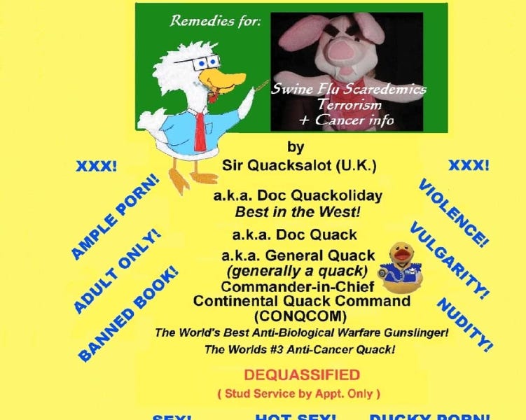 Dr. Quack's Origin Story, First Book @2009, Products