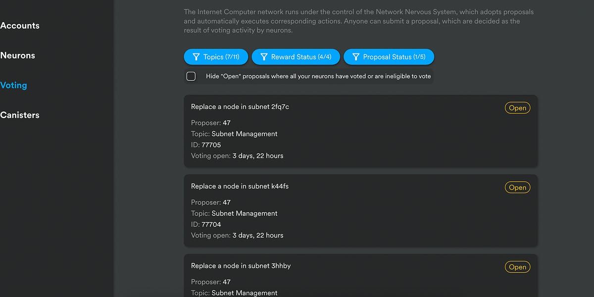 How to use the NNS - a guide to the Internet Computer