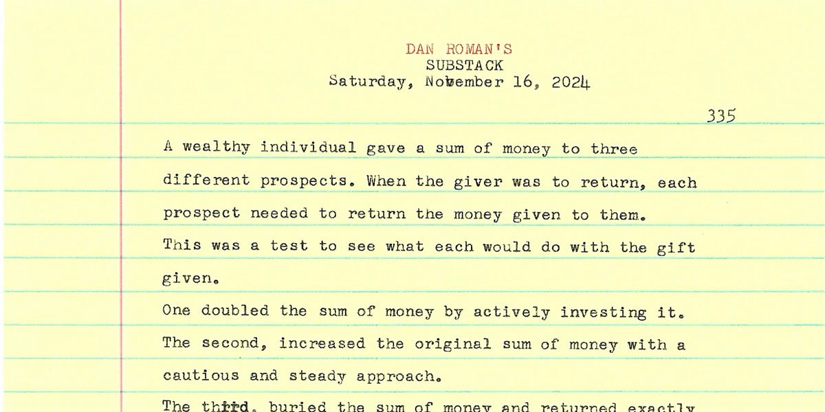 Saturday, November 16, 2024 - Dan Roman's Substack