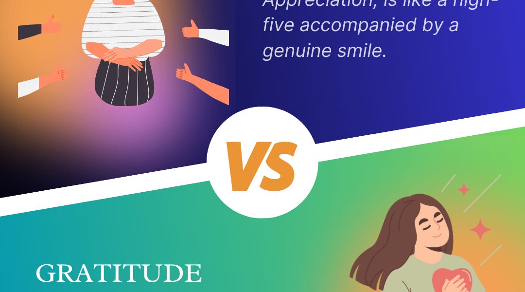 Appreciation vs. Gratitude: Spotting the Difference with a Smile!