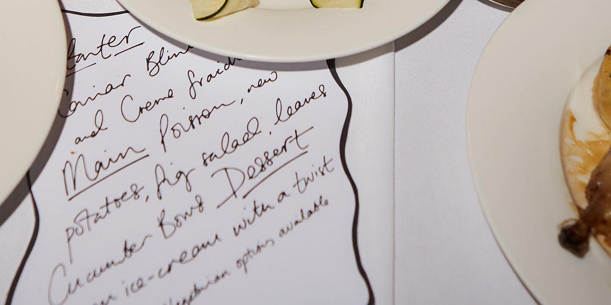 Food as decor, handwritten paper design, and a black, white and green ...