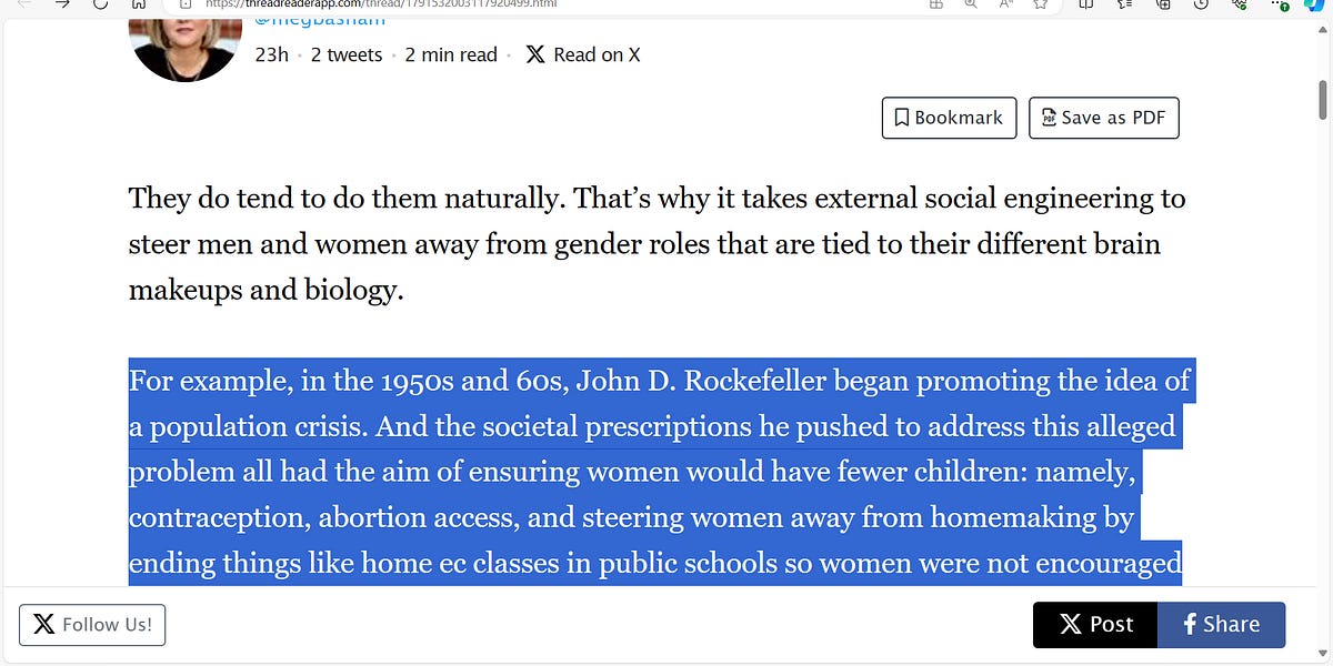 Megan Basham: 'in the 1950s and 60s, John D. Rockefeller began ...