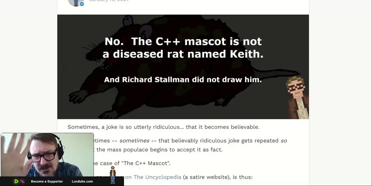 No. The C++ Mascot is not a "diseased rat named Keith" drawn by RMS.