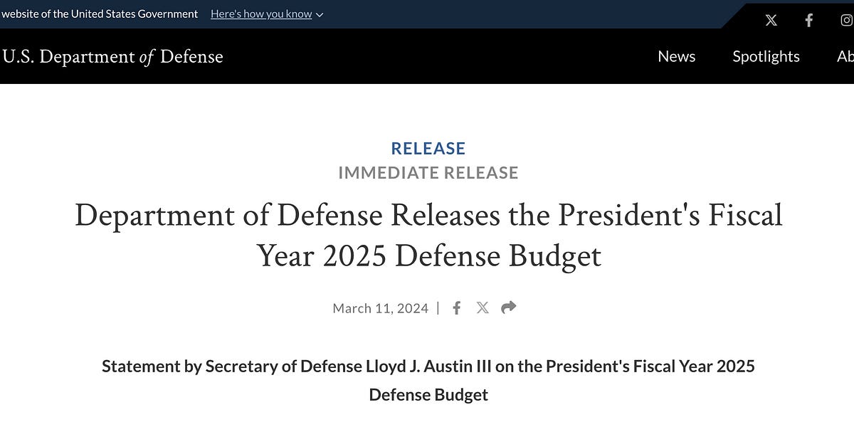 FY 2025 Budget Request shows the DOD is in neutral and slipping backwards