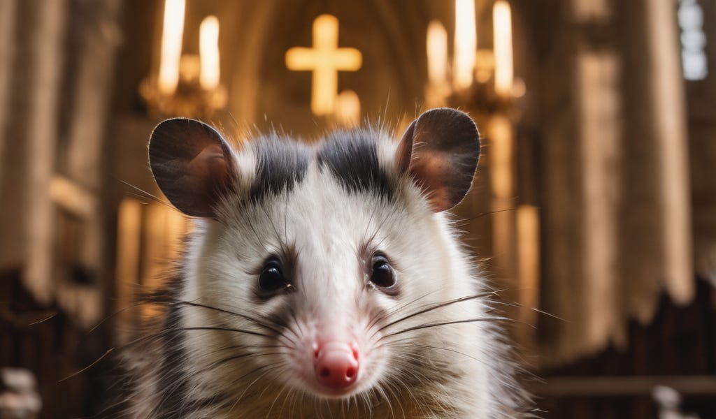 How to properly wrestle a church opossum - by Philip Ryan