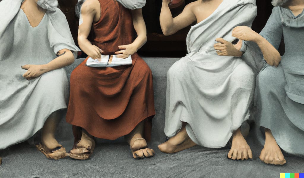 Aristotle, Plato, Socrates and Alexander the Great sitting in a bar ...