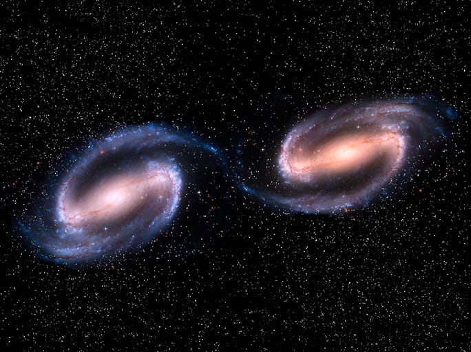 Two galaxies colliding - by Tom Dyson