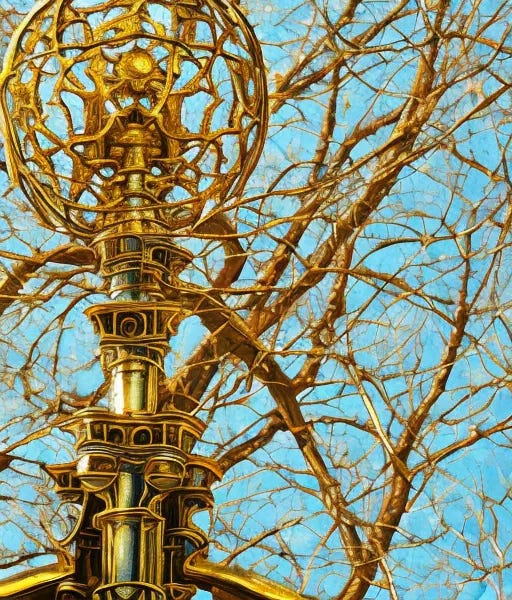 Golden Tree Sculpture Design. - Henry K. Fuerst