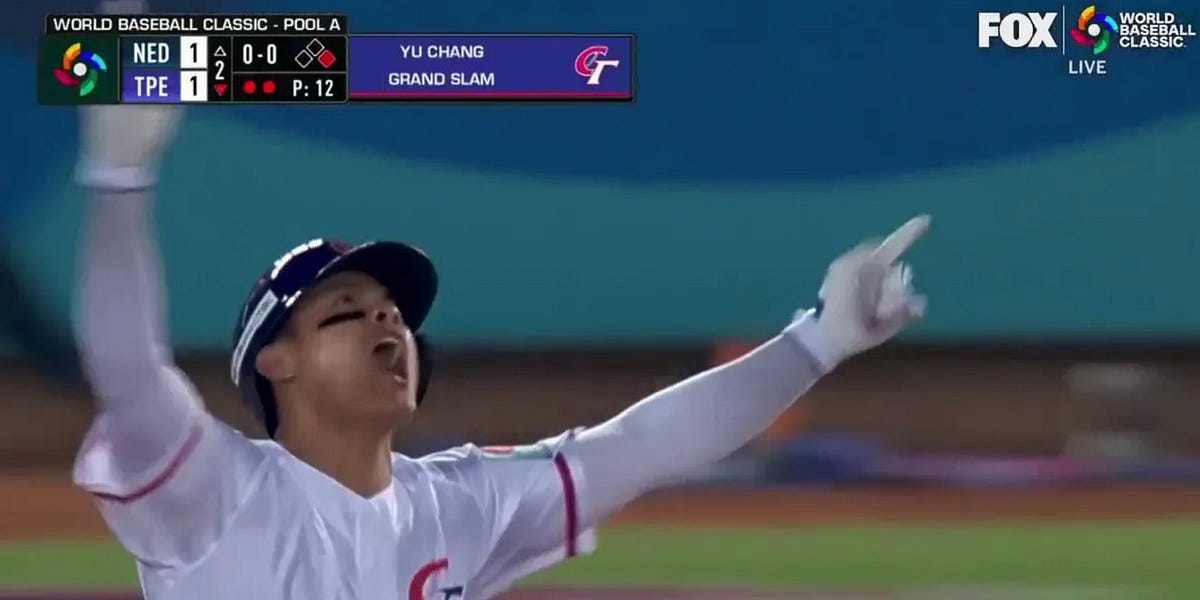 Yu Chang continues to power Chinese Taipei in the World Baseball Classic