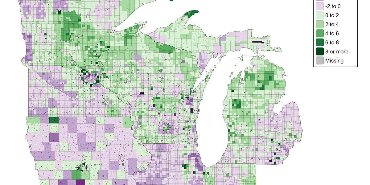 MAP: How population is changing in Wisconsin and the Upper Midwest ...