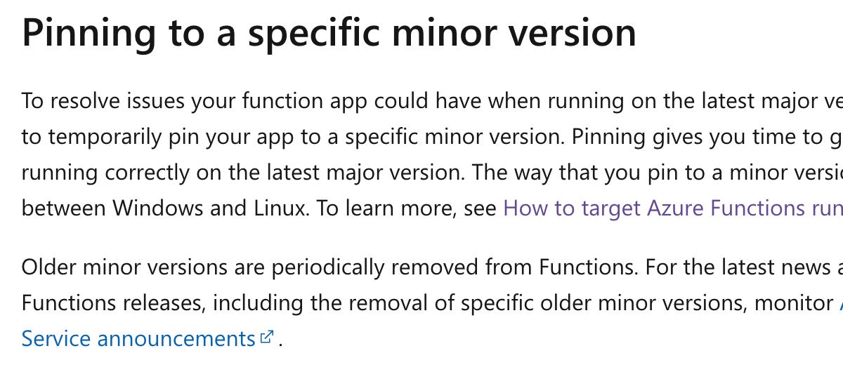 Azure functions runtime versions - by Axldpi