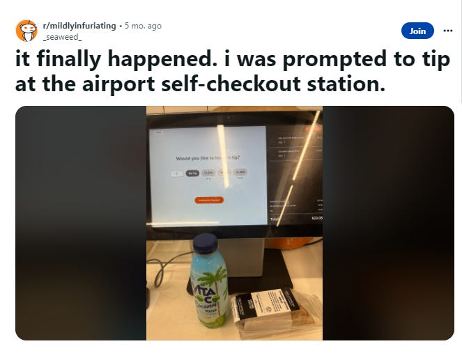 New Tipping Point? Self Checkout Kiosk Asks For Tip, Customer "Rages"