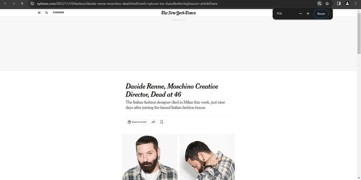 Italian Fashion Designer David Renne Dies at 46 New York Times ...