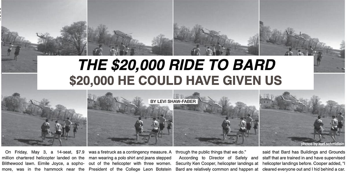 Did Epstein land at Bard College's Blithewood lawn?