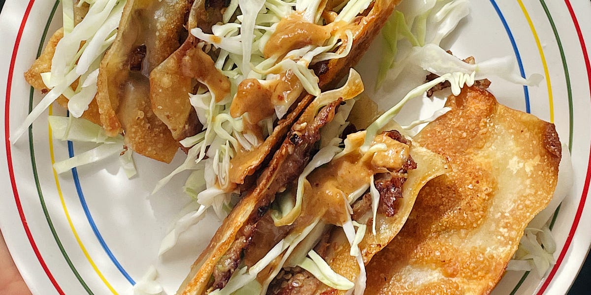 Smashed Pork Dumpling Tacos - Darn Good by Devan Grimsrud