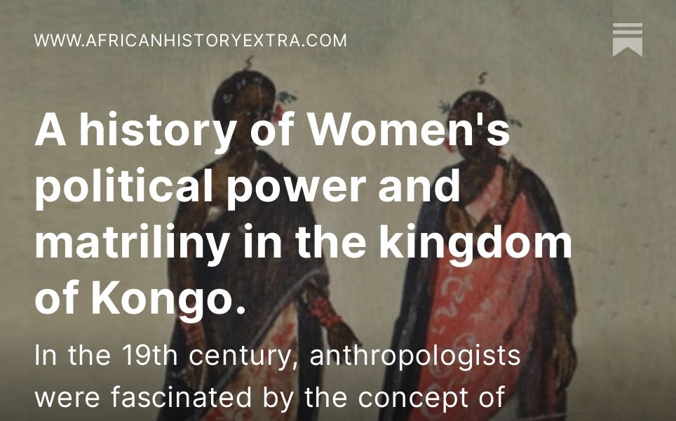 A history of Women's political power and matriliny in the kingdom of Kongo.