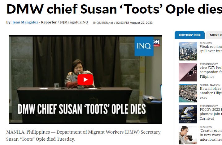 Died Suddenly Philippines - Public Figures Dying of Cancer; Susan Ople ...
