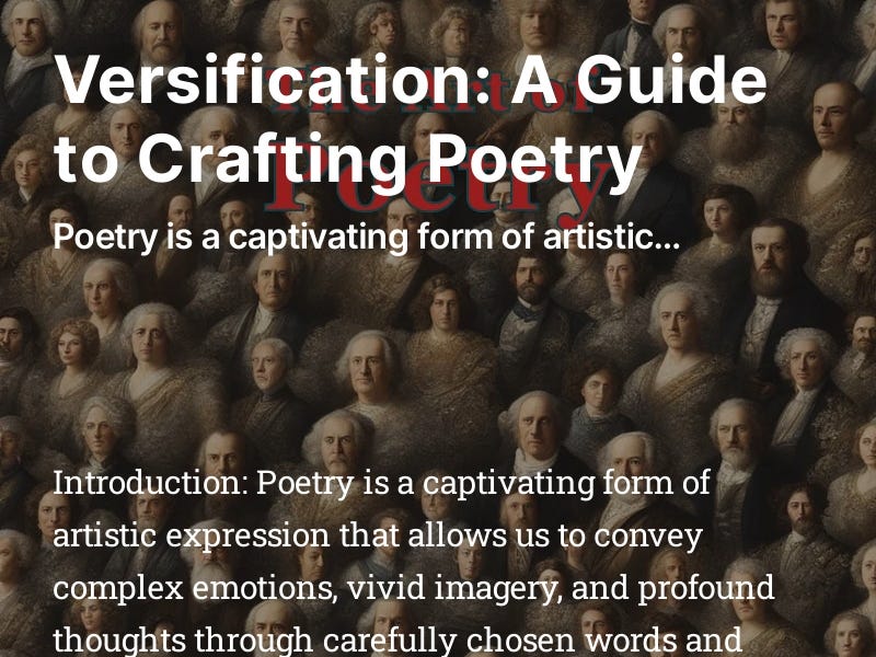 Versification: A Guide to Crafting Poetry