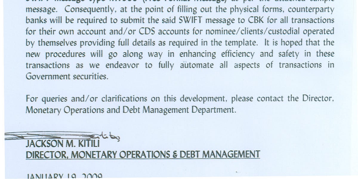 Alert: Central Bank of Kenya Publication on 2009-01-29