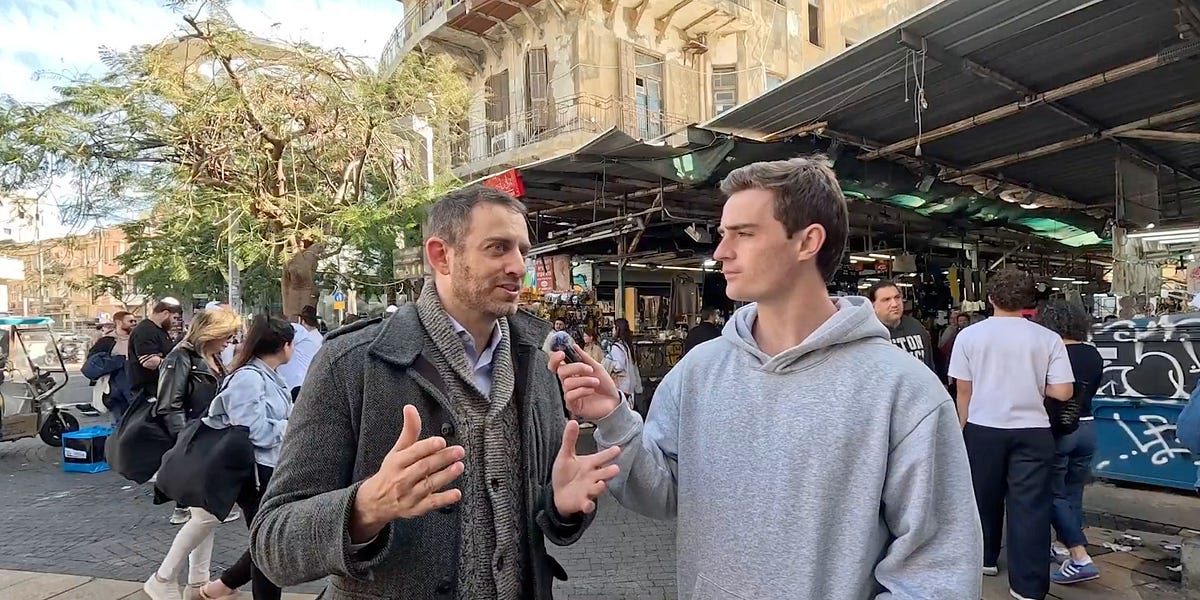 YouTuber Nick Shirley interviewed Daniel Rubenstein in Tel Aviv