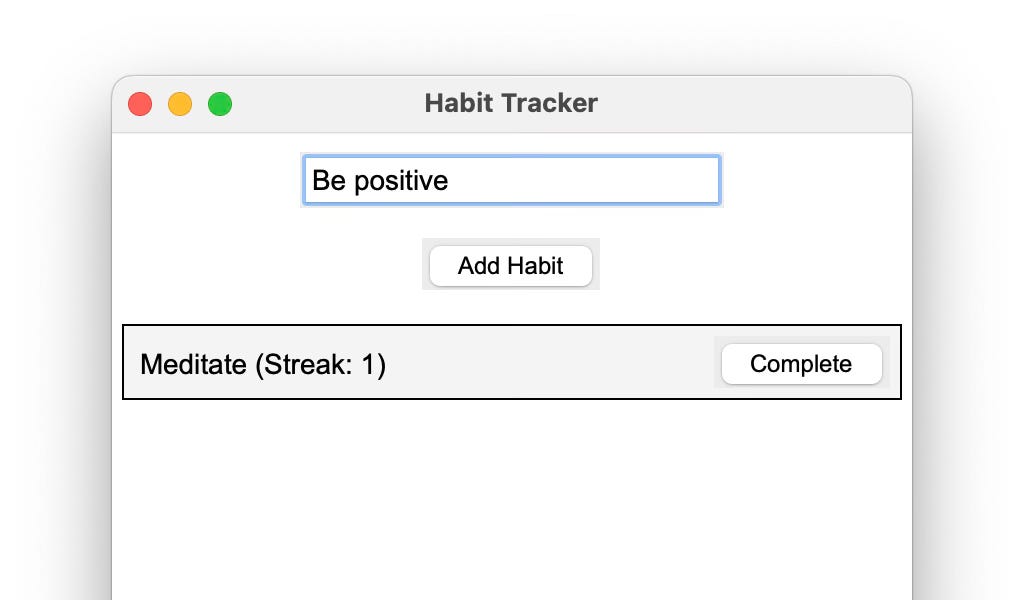 Habit Tracker Desktop App with Tkinter in Python