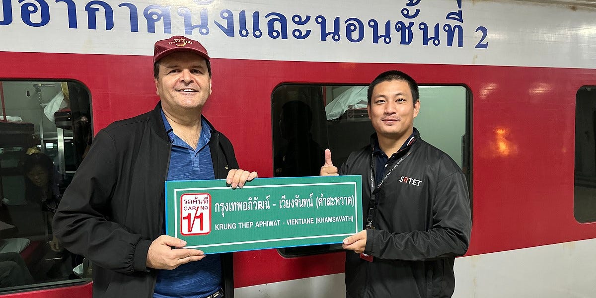 Riding the train from Bangkok to Vientiane
