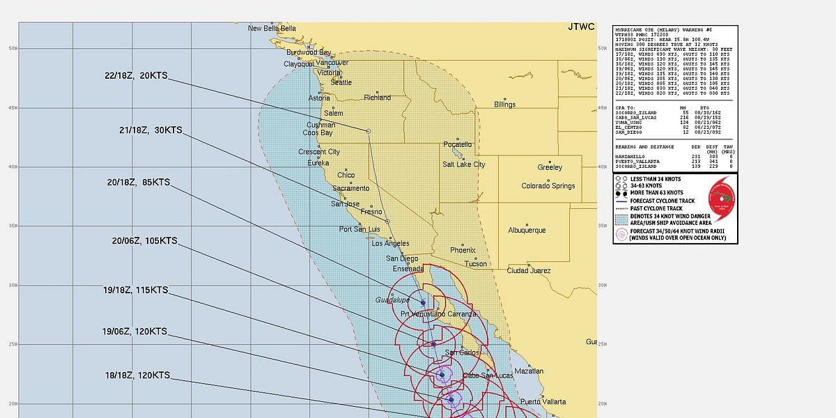 Hurricane Hilary Tracking Map from the U.S. Naval Research Lab
