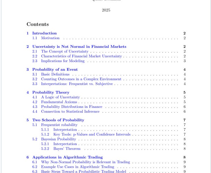 A Comprehensive Introduction to Probability and Its Applications in Algorithmic Trading