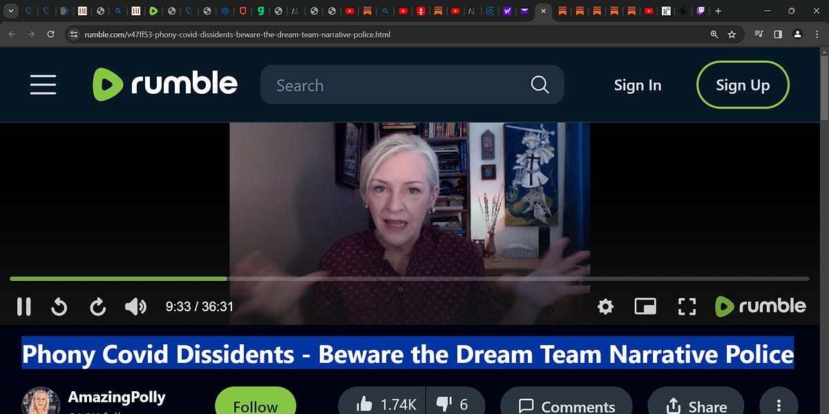 Amazing Polly on fire! This Rumble is classic: "Phony Covid Dissidents ...