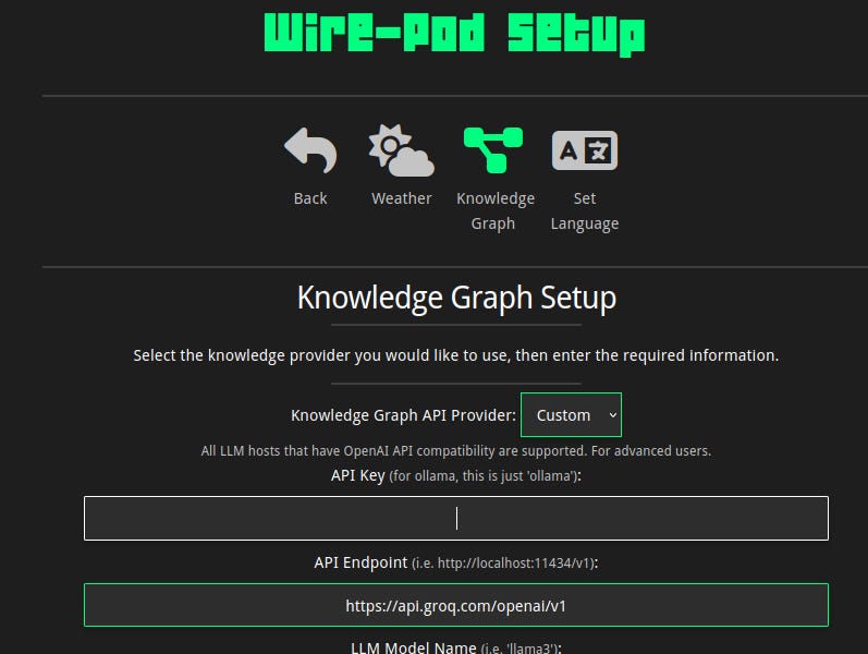 Try out OpenAI compatible Large Language Models with Wirepod