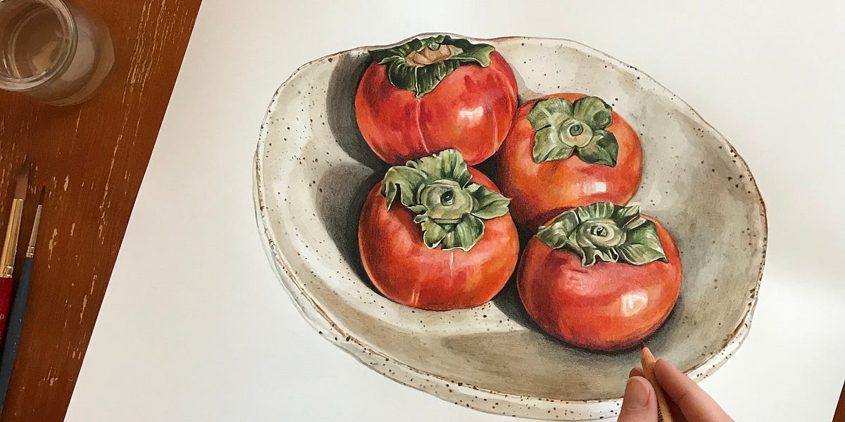 Painting Persimmons - by Molly Reeder - Waxing and Weaving