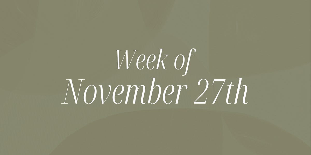 Week of November 27th - by Erin Musich