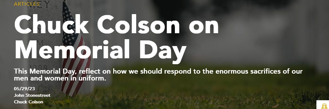 Chuck Colson on Memorial Day - by Mo Hodge Ministries