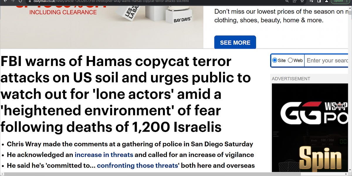 American warning from FBI: FBI warns of Hamas copycat terror attacks on ...