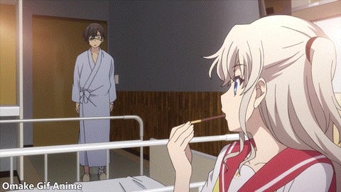 Omake Gif Anime - Charlotte - Episode 12 - Nao Eats Pocky