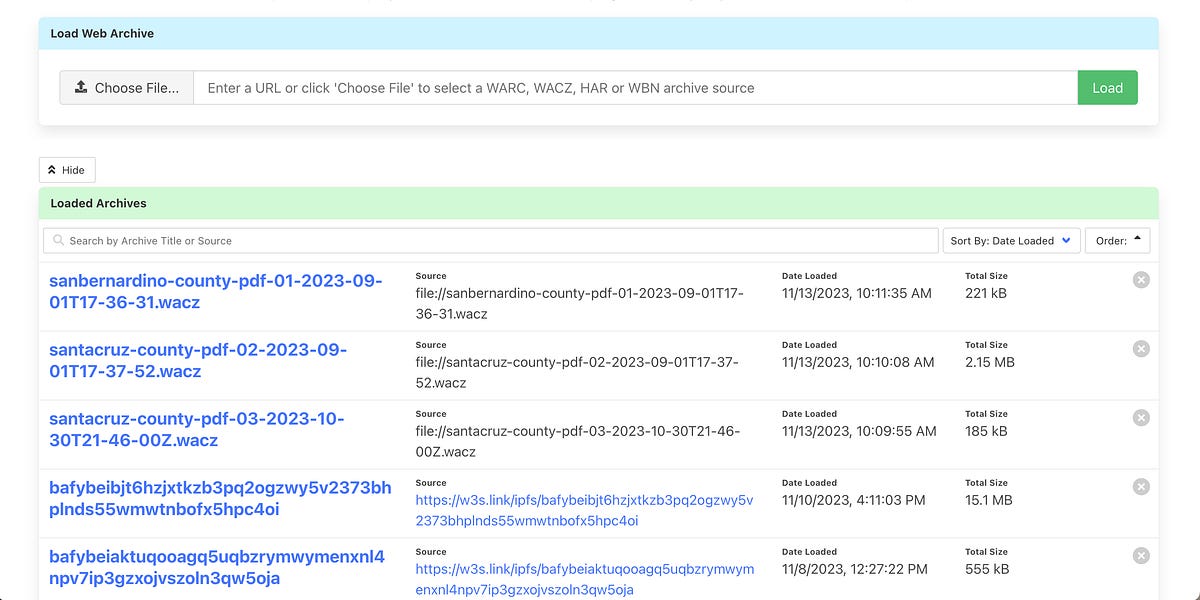 Authenticated Web Archives: WACZ Files