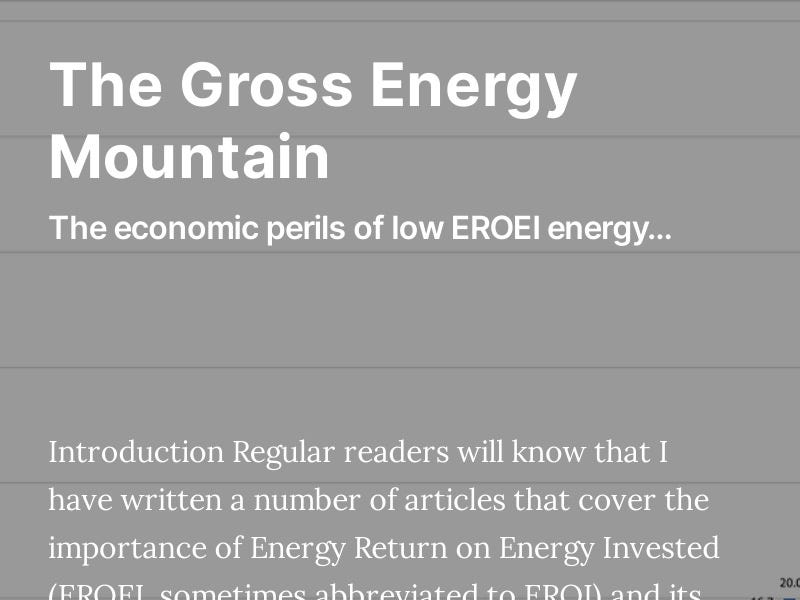 The Gross Energy Mountain - by David Turver - Eigen Values