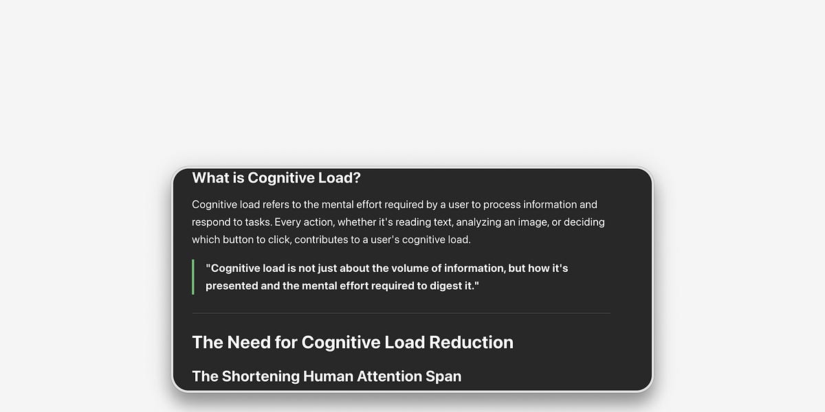 The Need for Cognitive Load Reduction