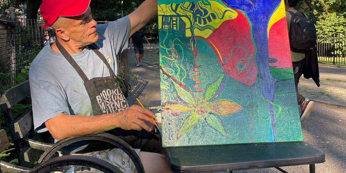 A sober artist in a New York City park - by Danica Drezner