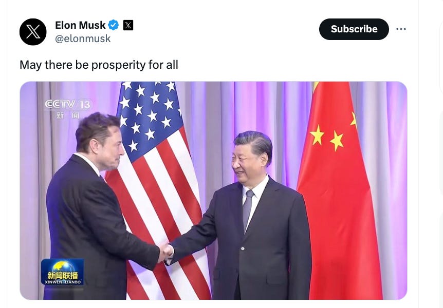 Chairman Rabbit on Elon Musk's China takes: Yes, it's internally ...
