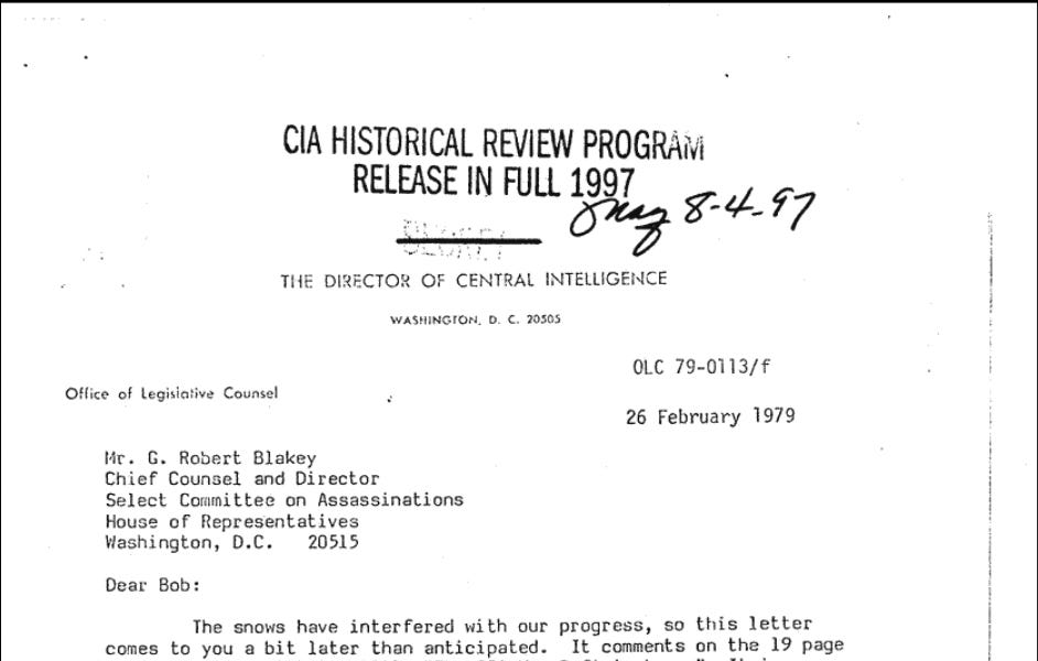 Hey, HSCA, You can't criticize the CIA - by Joseph Backes