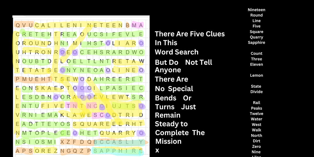 Word Search Secret Message in There's Treasure Inside